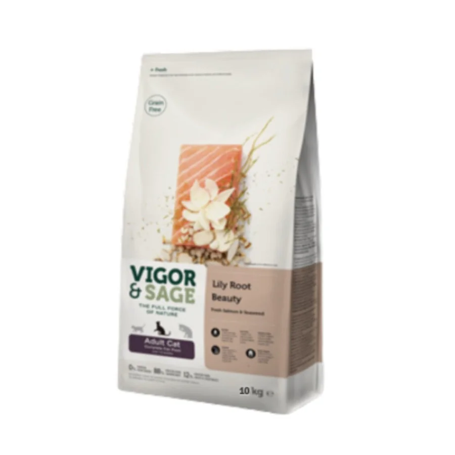 Croquettes Vigor&Sage : Saumon frais et racine de Lys pour chat adulte